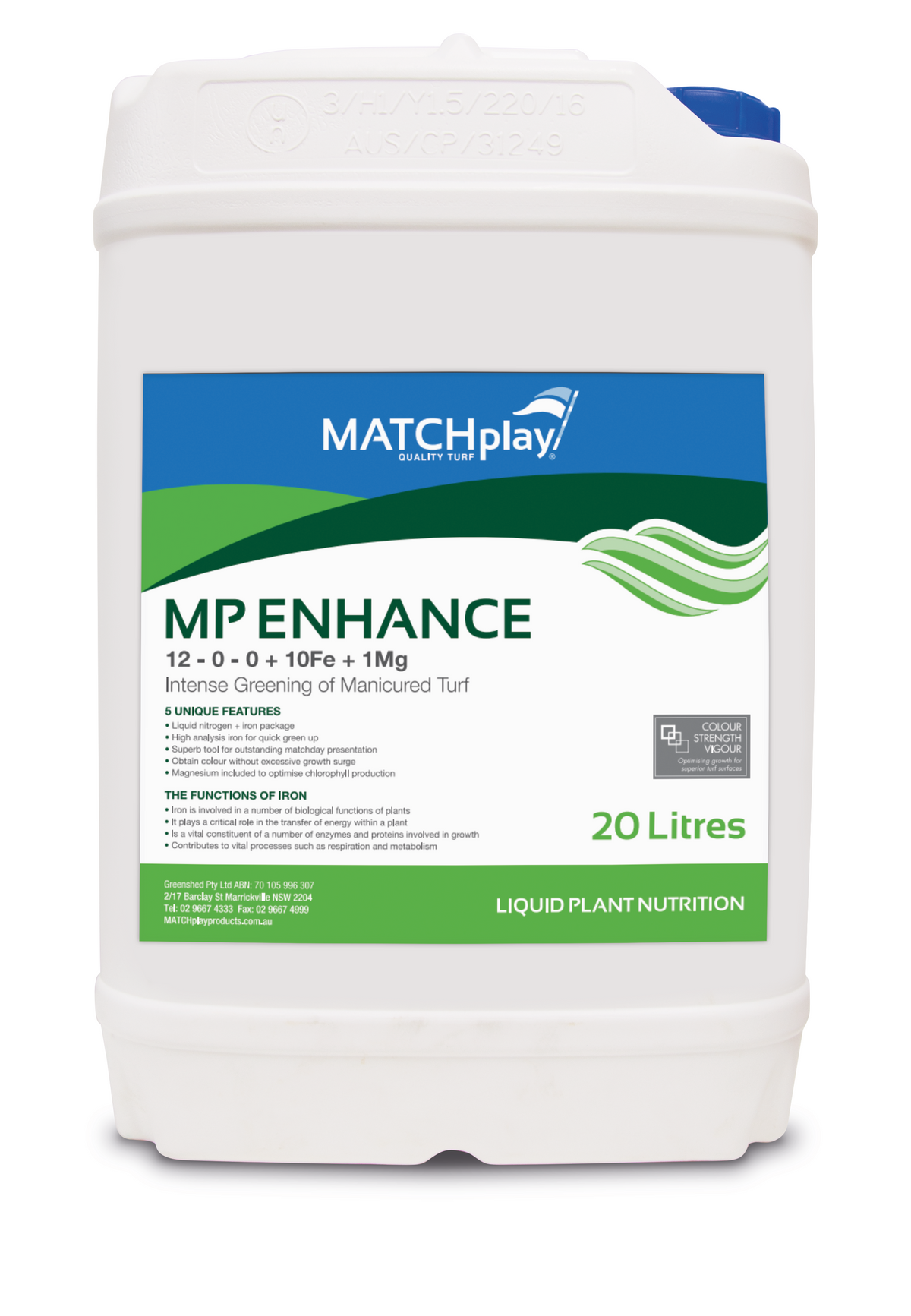 MP Enhance Liquid Fertiliser (12-0-0 + 10Fe + 1Mg) - 20L — Hunter Lawn ...
