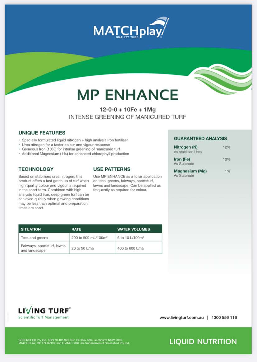 MP Enhance Liquid Fertiliser (12-0-0 + 10Fe + 1Mg) - 20L — Hunter Lawn ...